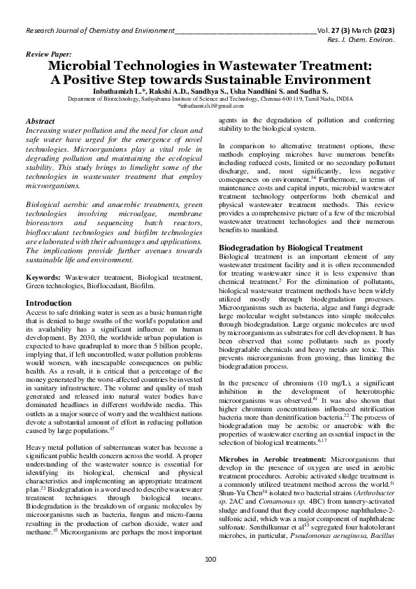 (PDF) Microbial Technologies in Wastewater Treatment A Positive Step ...