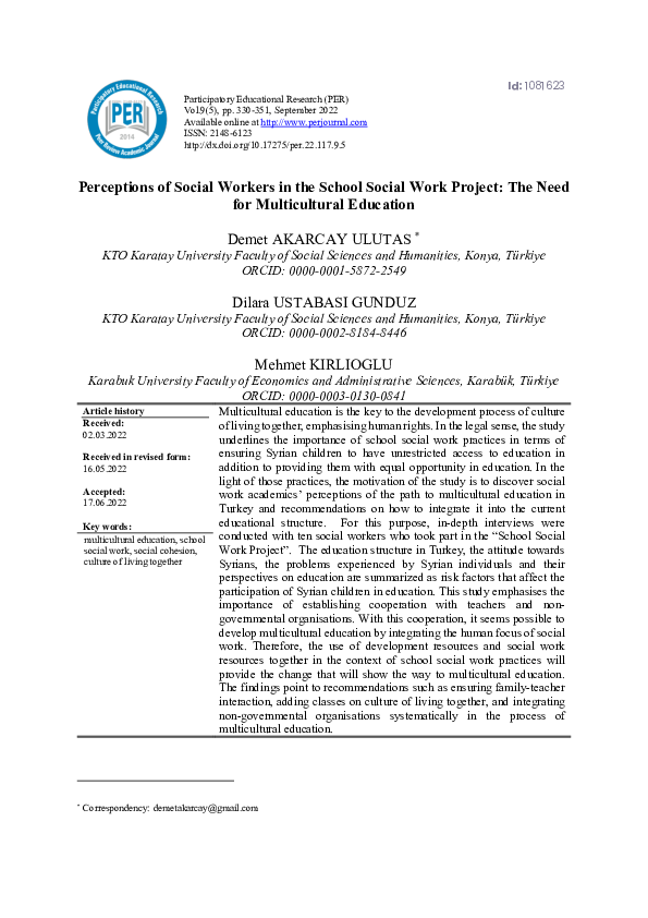(PDF) Perceptions of Social Workers in the School Social Work Project: The Need for ...