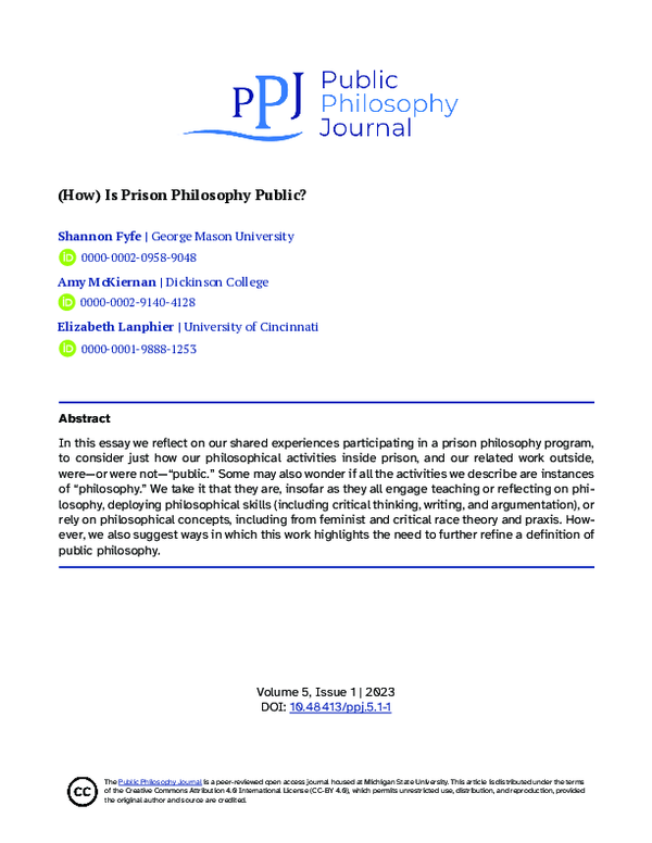 (PDF) (How) Is Philosophy in Prison Public?