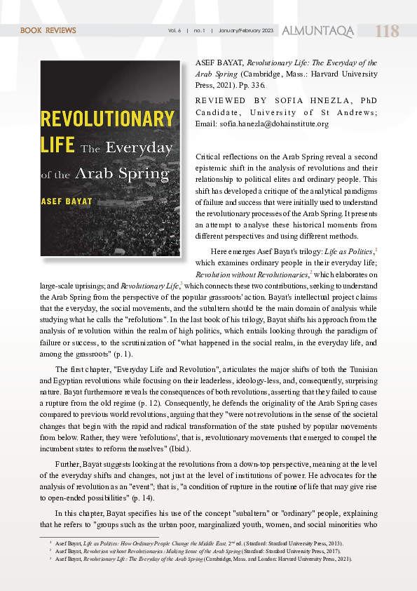 (PDF) ASEF BAYAT, Revolutionary Life: The Everyday of the Arab Spring ...