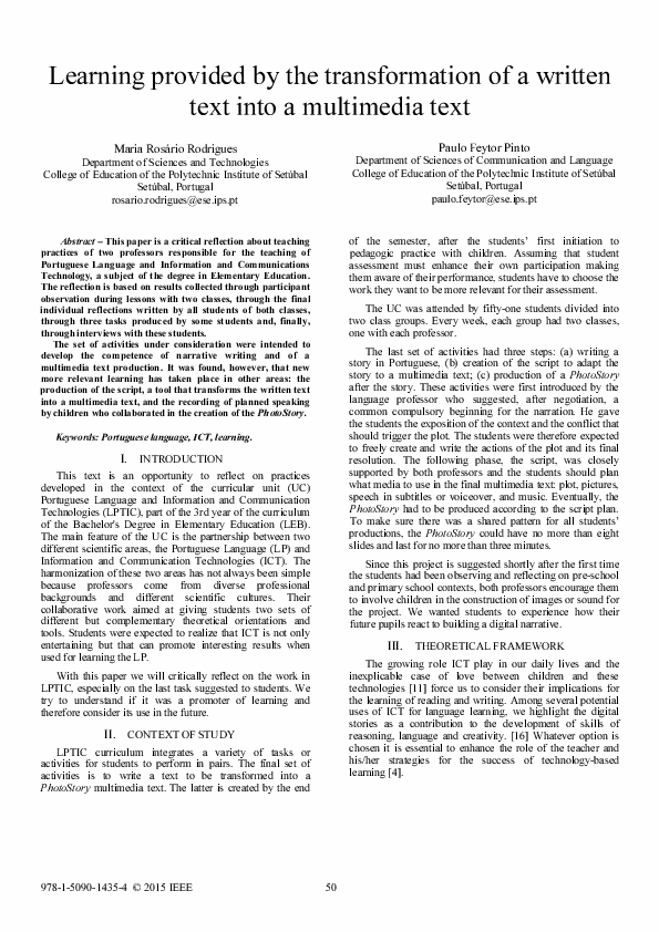 (PDF) Learning provided by the transformation of a written text into a ...