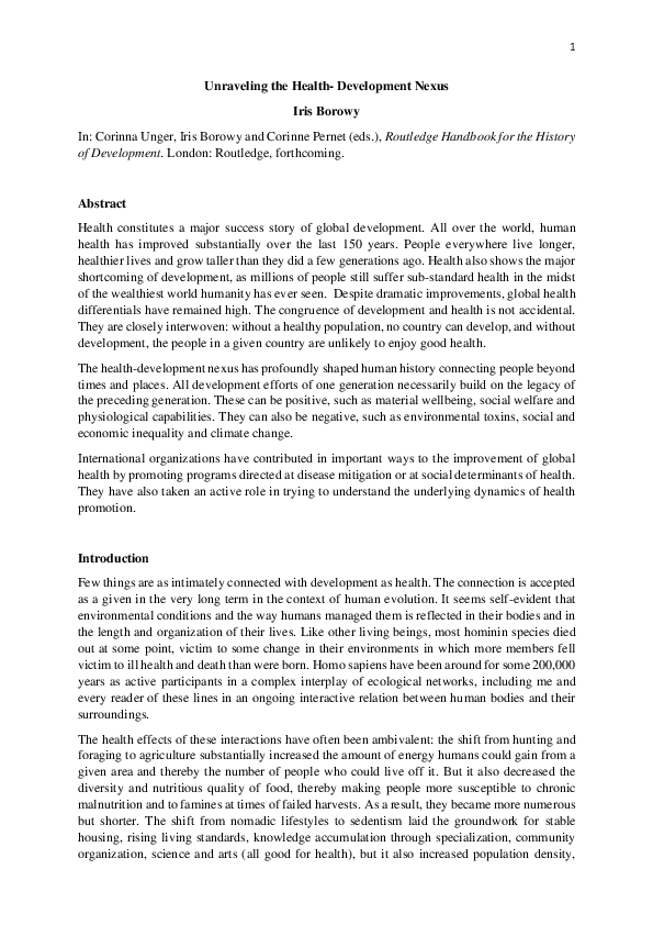 (PDF) Unraveling the Health-Development Nexus