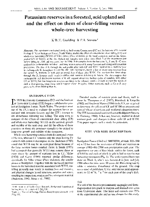 (PDF) Potassium reserves in a forested, acid upland soil and the effect ...
