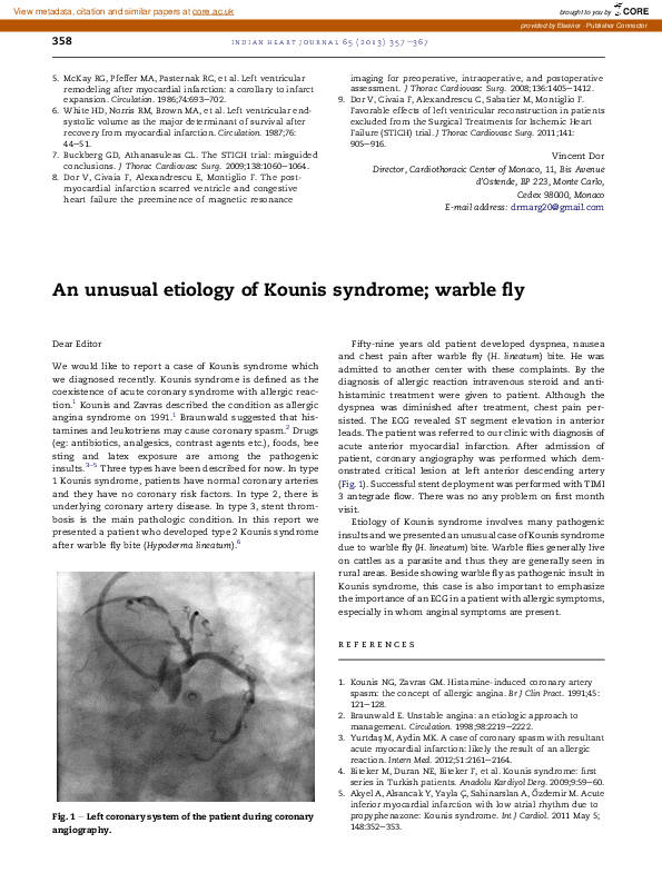 (PDF) An unusual etiology of Kounis syndrome; warble fly