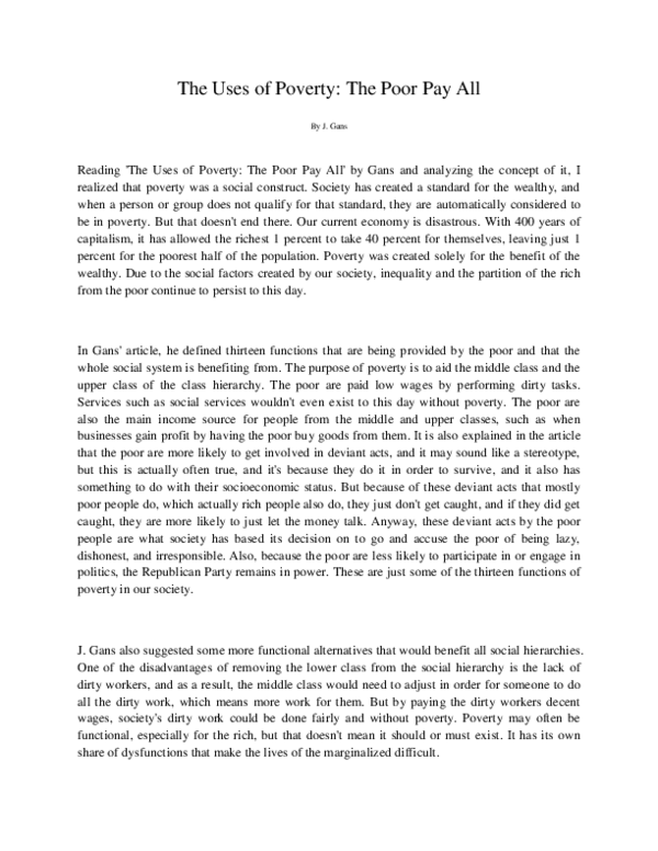 (PDF) The Uses of Poverty: The Poor Pay All