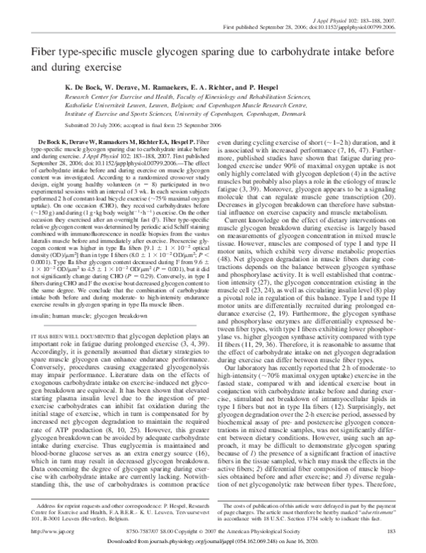 (PDF) Fiber type-specific muscle glycogen sparing due to carbohydrate ...