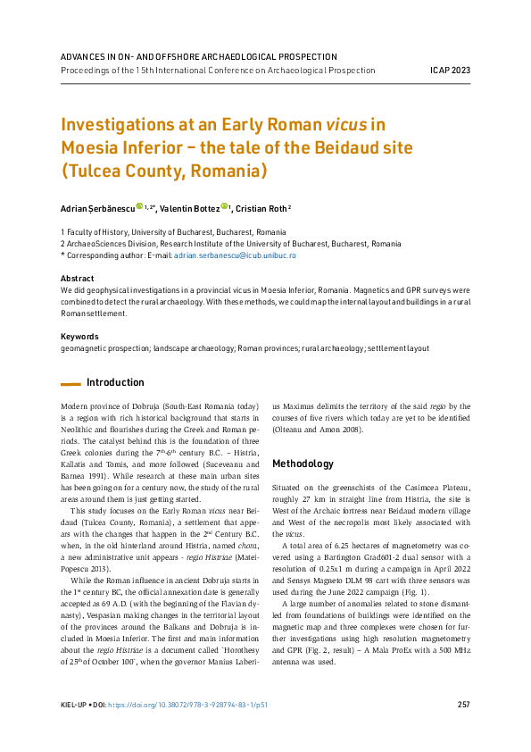 (PDF) Investigations at an Early Roman vicus in Moesia Inferior -the ...