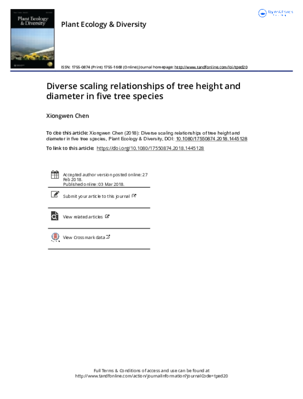 (PDF) Diverse scaling relationships of tree height and diameter in five ...