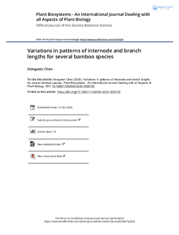 (PDF) Variations in patterns of internode and branch lengths for several bamboo species