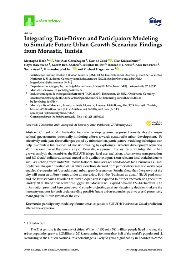 (PDF) Integrating Data-Driven and Participatory Modeling to Simulate Future Urban Growth ...