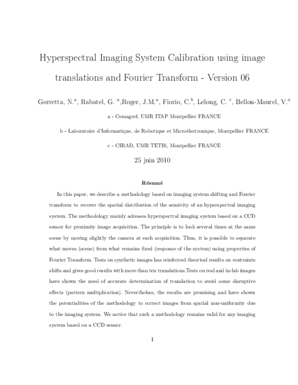 (PDF) Hyperspectral imaging system calibration using image translations and Fourier transform