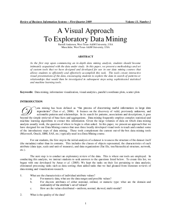 (PDF) A Visual Approach To Exploratory Data Mining