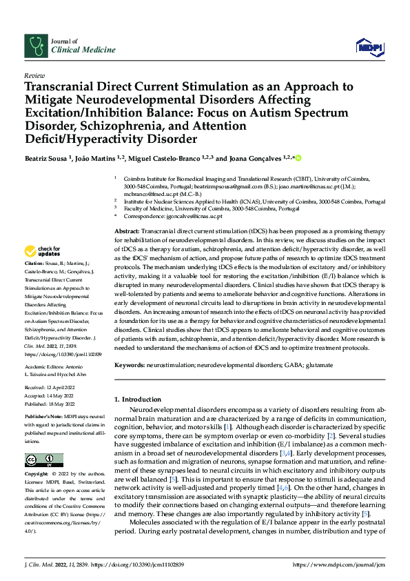 (PDF) Transcranial Direct Current Stimulation as an Approach to ...