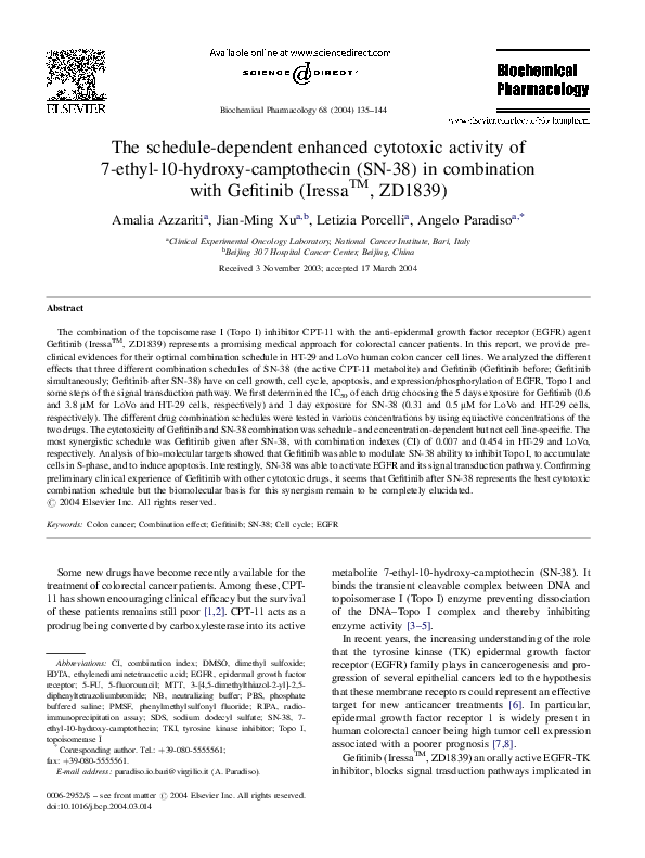 (PDF) The schedule-dependent enhanced cytotoxic activity of 7-ethyl-10 ...