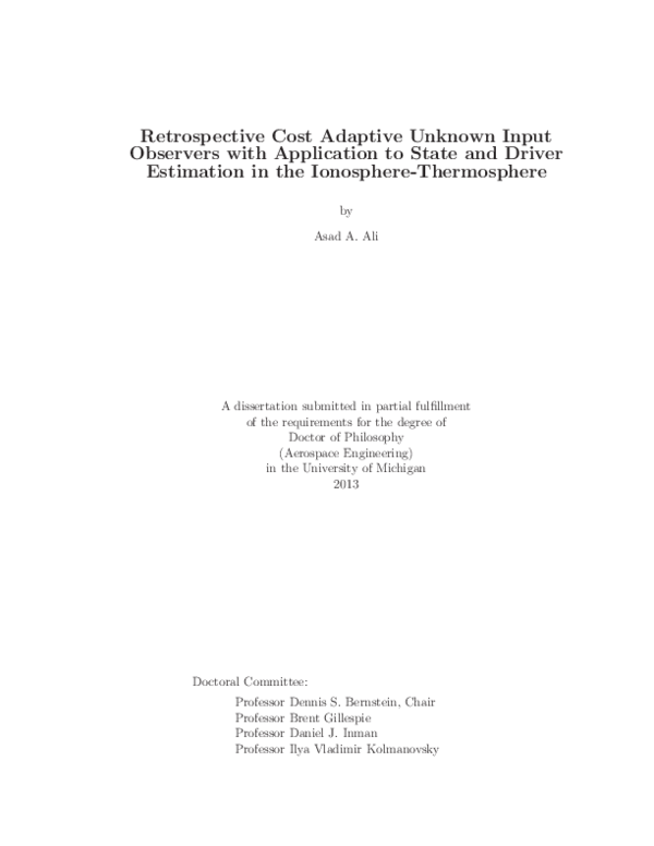 (PDF) Adaptive Unknown Input Observers: RCAC Architecture Overview