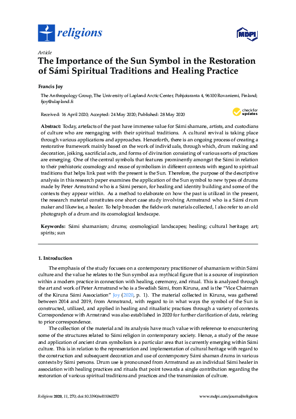(PDF) The Importance of the Sun Symbol in the Restoration of Sámi ...