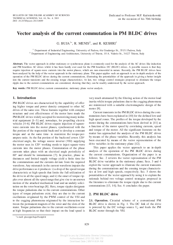 (PDF) Vector analysis of the current commutation in PM BLDC drives