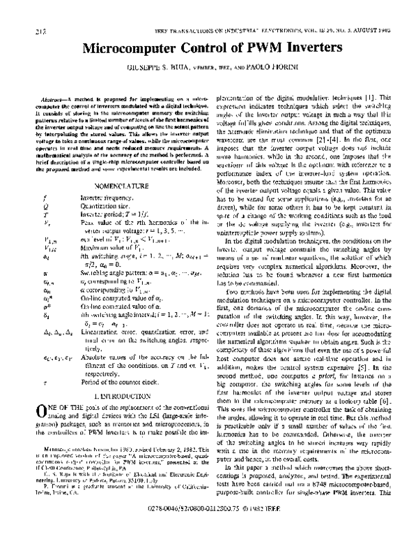 (PDF) Microcomputer Control of PWM Inverters