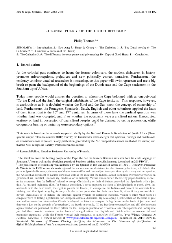 (PDF) COLONIAL POLICY OF THE DUTCH REPUBLIC