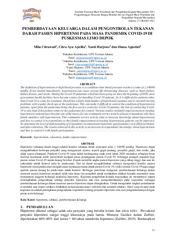 (PDF) Pemberdayaan Keluarga Dalam Pengontrolan Tekanan Darah Pasien ...