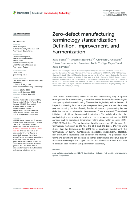 (PDF) Zero-defect manufacturing terminology standardization: Definition ...
