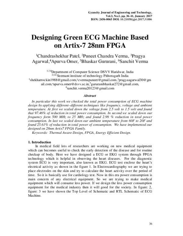 (PDF) Designing Green ECG Machine Based on Artix7 28nm FPGA