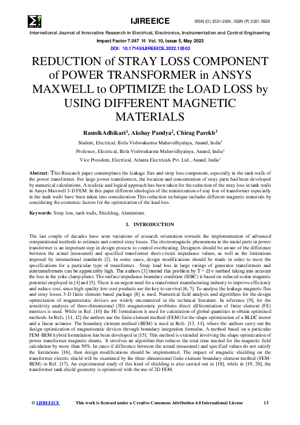 (PDF) REDUCTION of STRAY LOSS COMPONENT of POWER TRANSFORMER in ANSYS MAXWELL to OPTIMIZE the ...