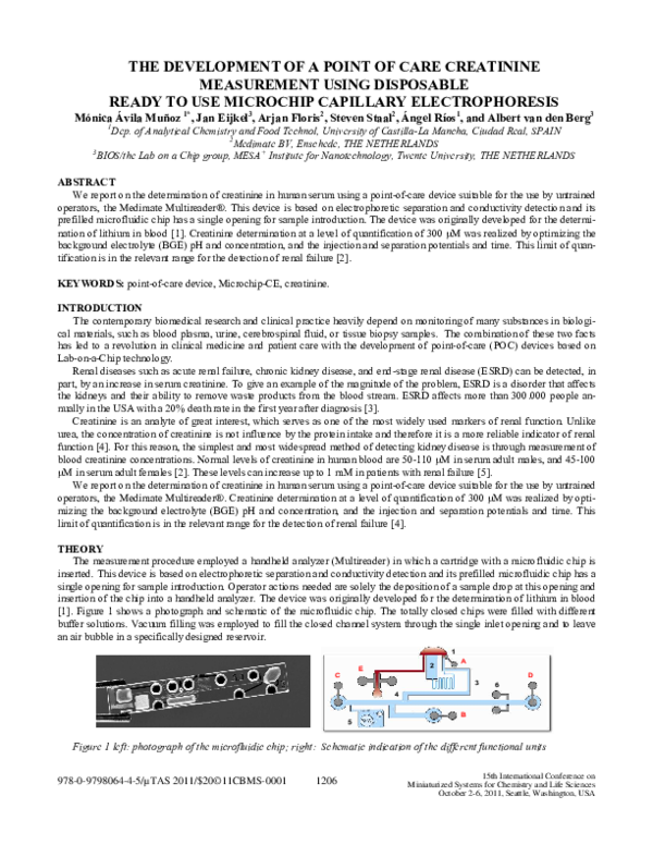 (PDF) The development of a point of care creatinine measurement using ...