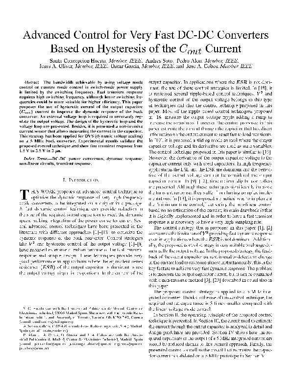 (PDF) Advanced Control for Very Fast DC-DC Converters Based on ...