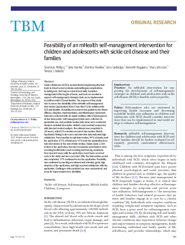 (PDF) Feasibility of an mHealth self-management intervention for ...