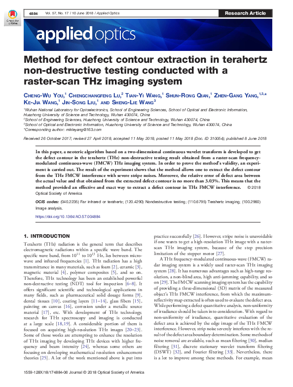 (PDF) Method for defect contour extraction in terahertz non-destructive ...