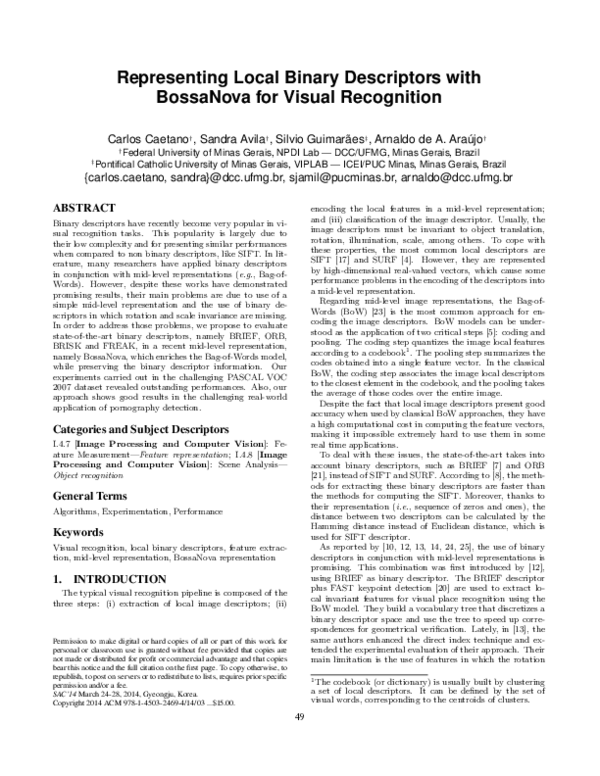 Pdf Representing Local Binary Descriptors With Bossanova For Visual