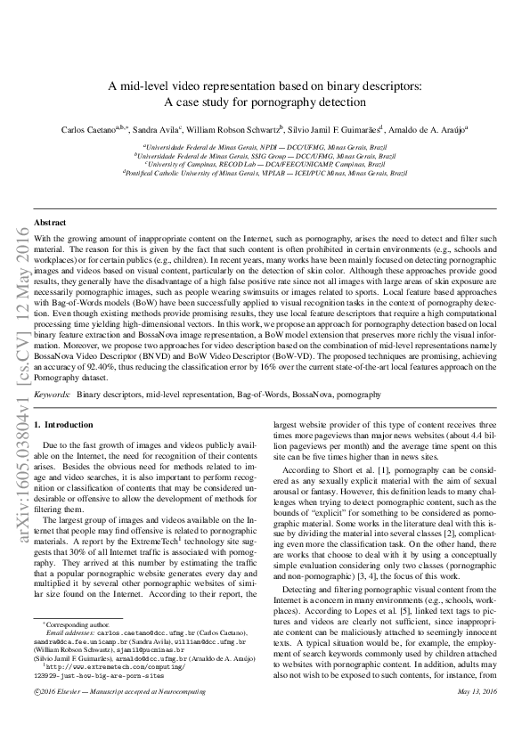 (PDF) A mid-level video representation based on binary descriptors: A case study for pornography ...