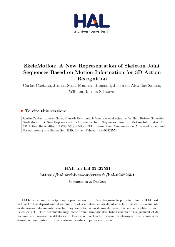 (PDF) SkeleMotion: A New Representation of Skeleton Joint Sequences based on Motion Information ...