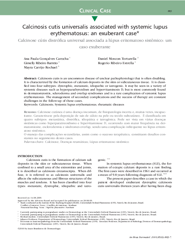 (PDF) Calcinose cútis distrófica universal associada a lúpus ...