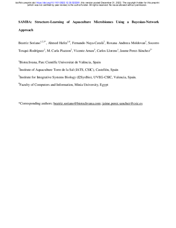 (PDF) SAMBA: Structure-Learning of Aquaculture Microbiomes Using a ...