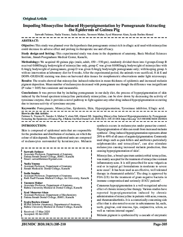 (PDF) Impeding Minocycline Induced Hyperpigmentation by Pomegranate ...