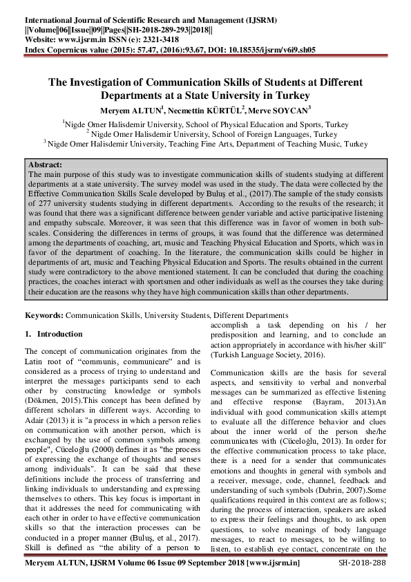 (PDF) The Investigation of Communication Skills of Students at ...
