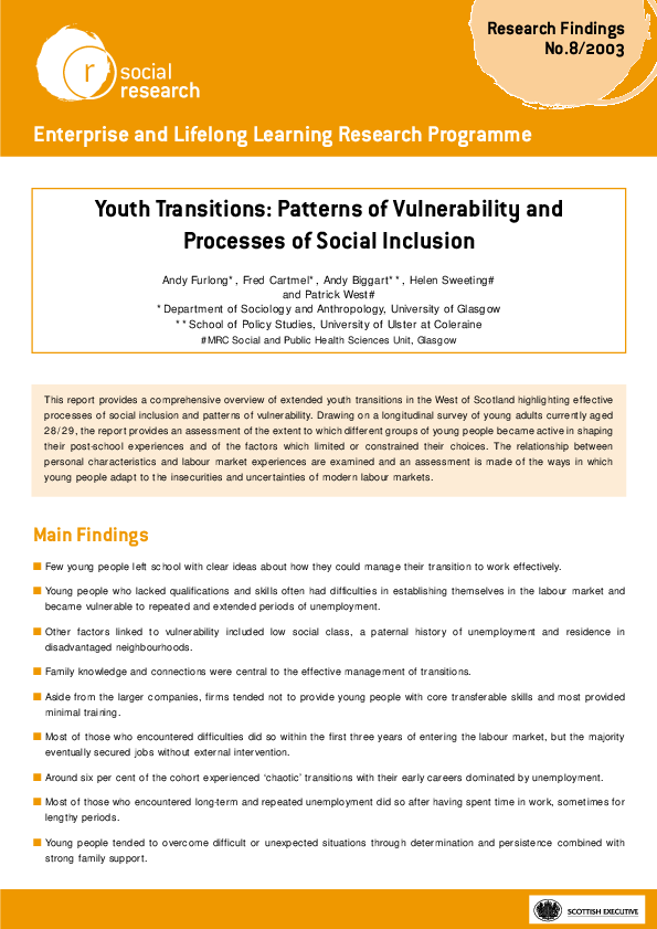 (PDF) Youth Transitions: Patterns of vulnerability and processes of ...