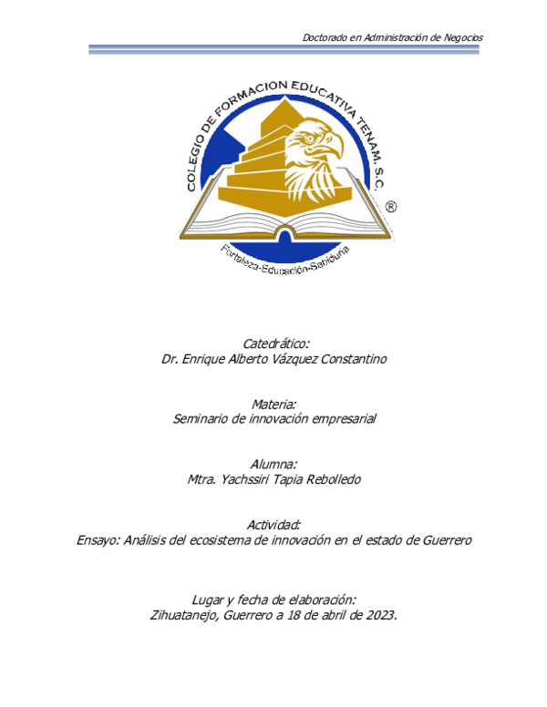 (PDF) Analisis del ecosistema de innovación de Guerrero