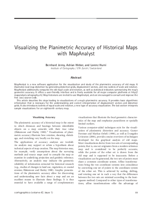 (PDF) Visualizing the Planimetric Accuracy of Historical Maps with ...