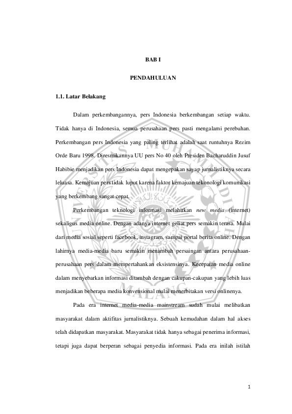 (PDF) Peran Jurnalis Warga Pada Kinerja Media : Studi Pada Redaksi INDONESIANA.ID | Jefri ...