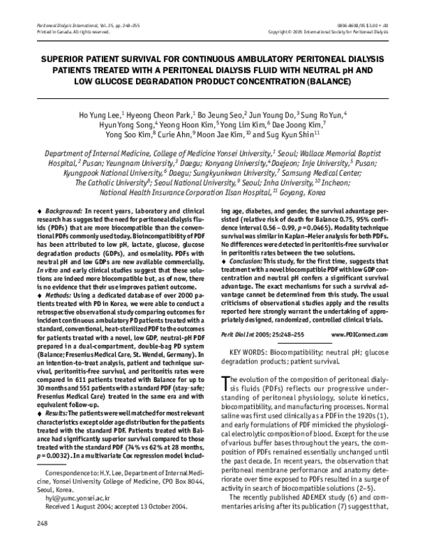 (PDF) Superior Patient Survival for Continuous Ambulatory Peritoneal ...