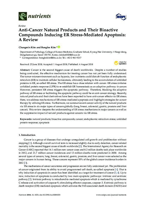 (PDF) Anti-Cancer Natural Products and Their Bioactive Compounds Inducing ER Stress-Mediated ...