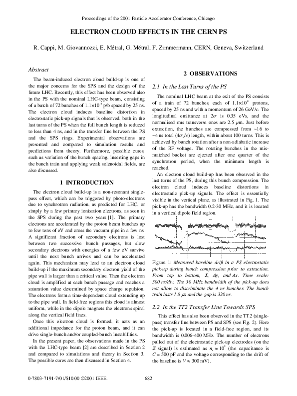 (PDF) Electron cloud effects in the CERN PS