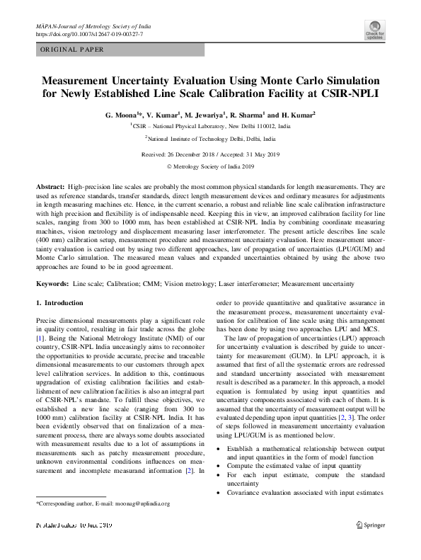 (PDF) Measurement Uncertainty Evaluation Using Monte Carlo Simulation: Applications with ...