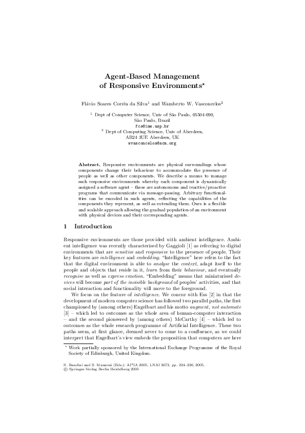 (PDF) Agent-Based Management of Responsive Environments