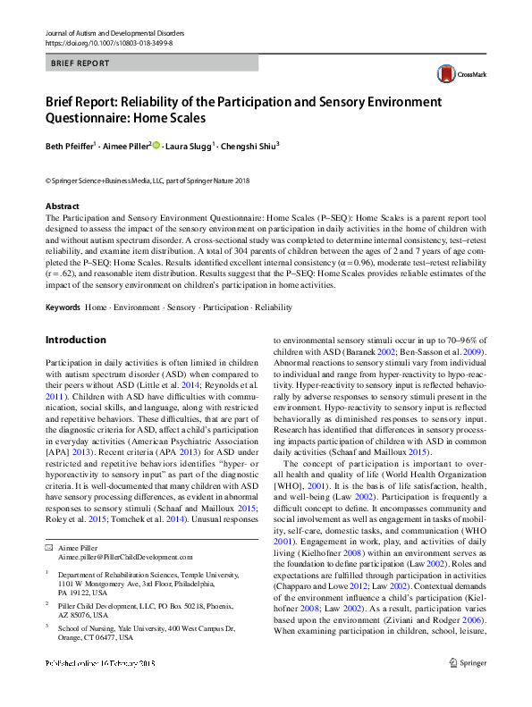 (PDF) P-SEQ Home Scales: Reliability Assessment