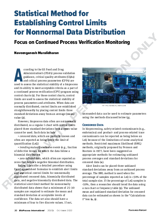 (PDF) Statistical Method for Establishing Control Limits for Nonnormal ...