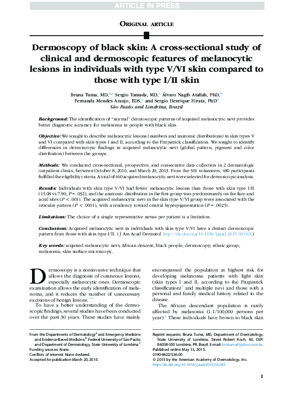 (PDF) Dermoscopy of black skin: A cross-sectional study of clinical and ...
